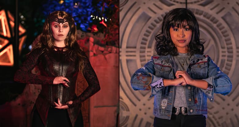 The Scarlet Witch And America Chavez Arrive At Avengers Campus Marvel